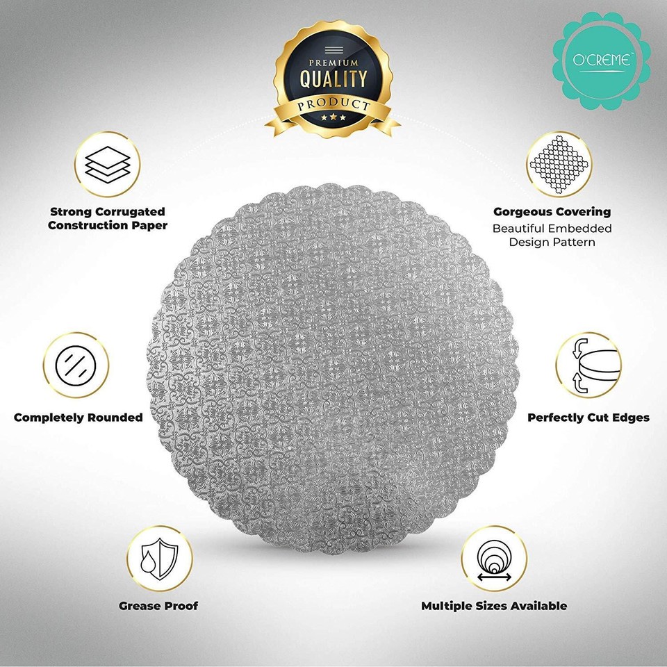 Silver-Top Scalloped Round Cake and Pastry Board 3/32 Inch Thick 12 ...