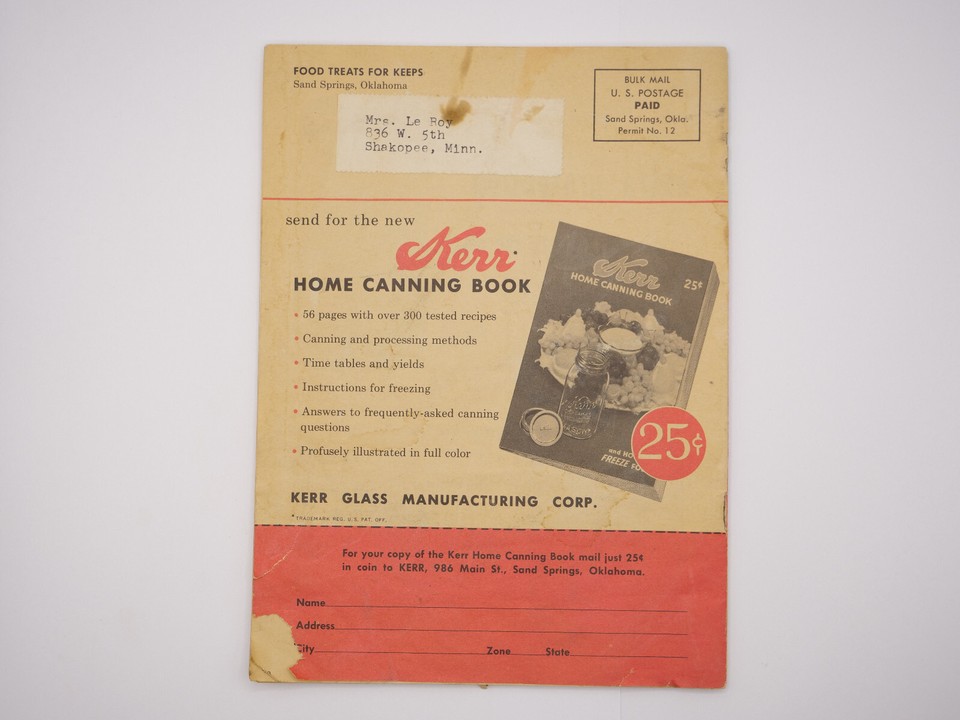 Kerr Food Treats for Keeps by Canning and Freezing Vintage Phamplet ...