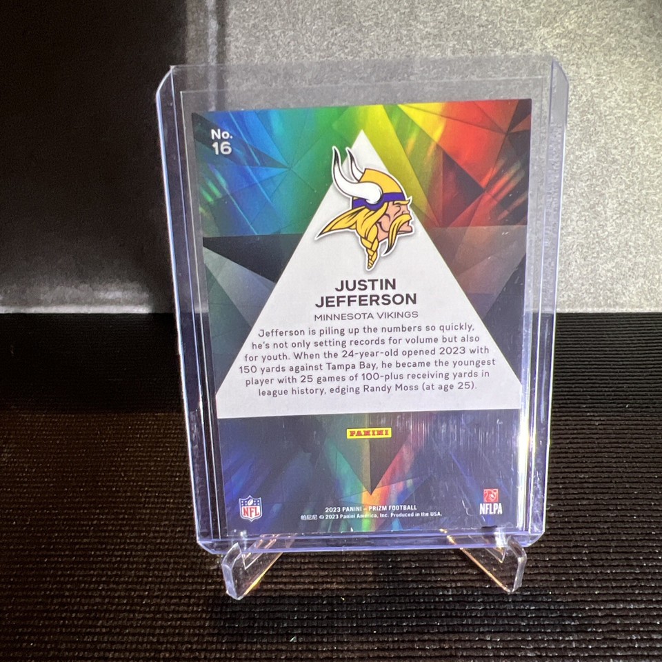 2023 Panini Prizm Justin Jefferson PRISMATIC INSERT CARD #16 Minnesota ...