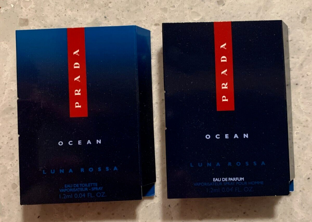 2 Prada Luna Rossa Ocean Eau de Parfum Sample Spray .04oz, 1.2mL *New ...