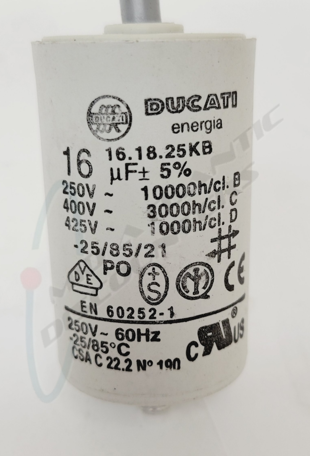 Ducati Energia 16 uF +/- 5% Capacitor 16.18.25KB 250v-425v 60hz 60252-1 ...