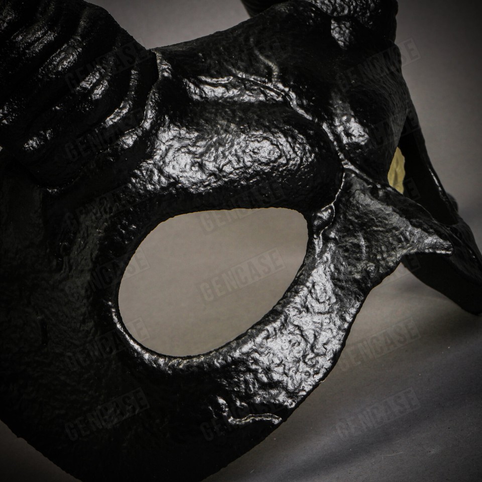 Black Demon Scary Horror Ram Horns Costume Halloween Masquerade Party ...