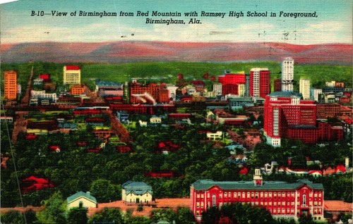 Birds Eye View Red Mountains Birmingham Alabama AL Linen Postcard A5 | eBay