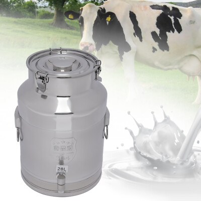 Milk Storage Container Milk Pot Jug Can With Lid Silver 28 Litre ...