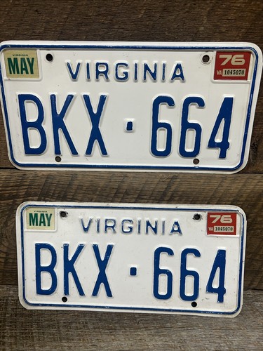 Vintage Virginia May 1970’s Matching License Plates Man Cave Auto ...