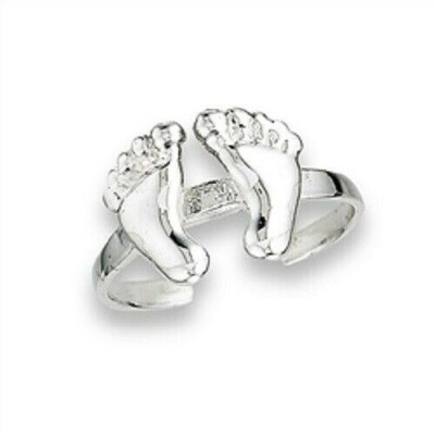 Size 3 Adjustable Sterling Silver Feet Toe - Midi Ring | eBay