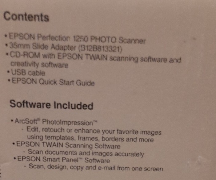 Epson Perfection 1250 Photo Flatbed Color Scanner Model G820A ...