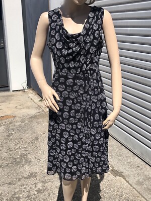BASQUE Black/White Cowl Neck Lined Mesh Dress Size 10 | eBay