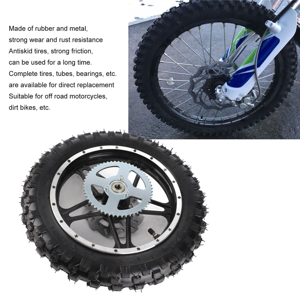 ･Dirt Bike Rear Wheel Rubber Metal 2.5‑10 With Disc Sprocket Bearing ...