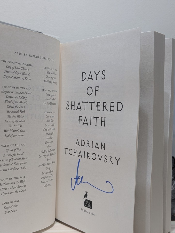 Signed-1st Edition-Days of Shattered Faith by Adrian Tchaikovsky-New | eBay