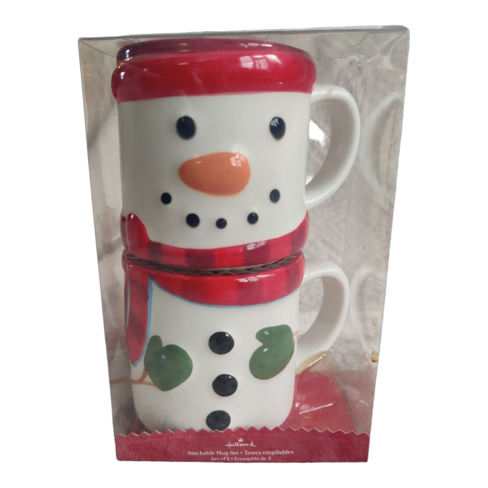 Hallmark Set of 2 Stackable Santa Claus Christmas Coffee Tea Mugs Cups ...