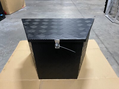 BLACK 725L x 420Wx 460H Aluminium Draw Bar Caravan Trailer Toolbox Top ...