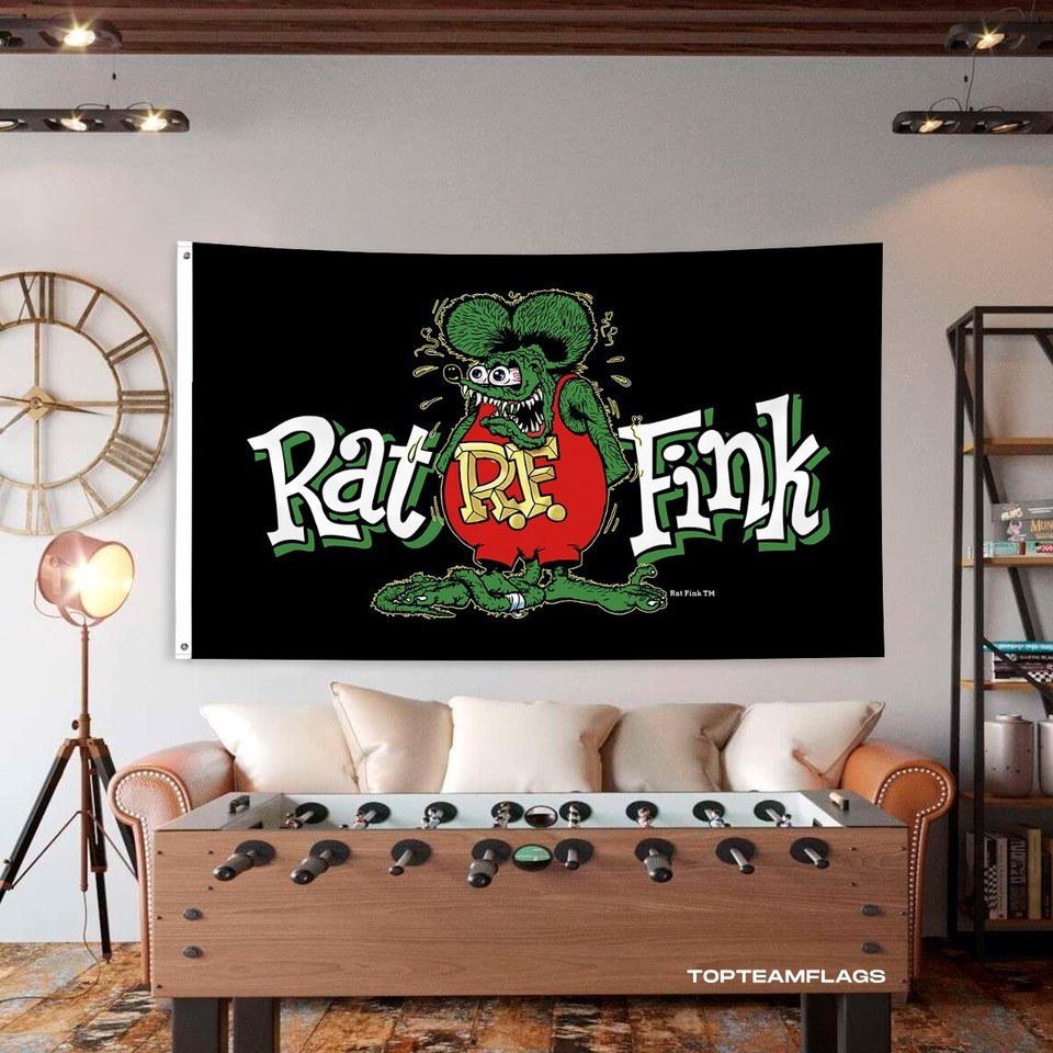 Rat Fink Hot Rod Flag 3x5 ft Banner Matco Cloth Ford Chevy Mustang ...