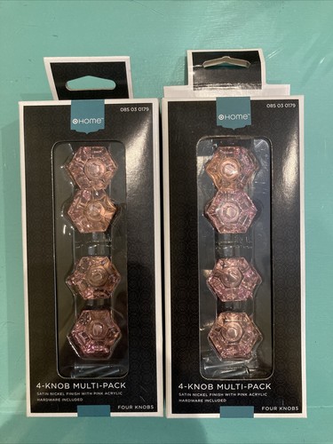 Target Home 4 Knob Multipack Satin Nickel And Pink Acrylic Hardware ...