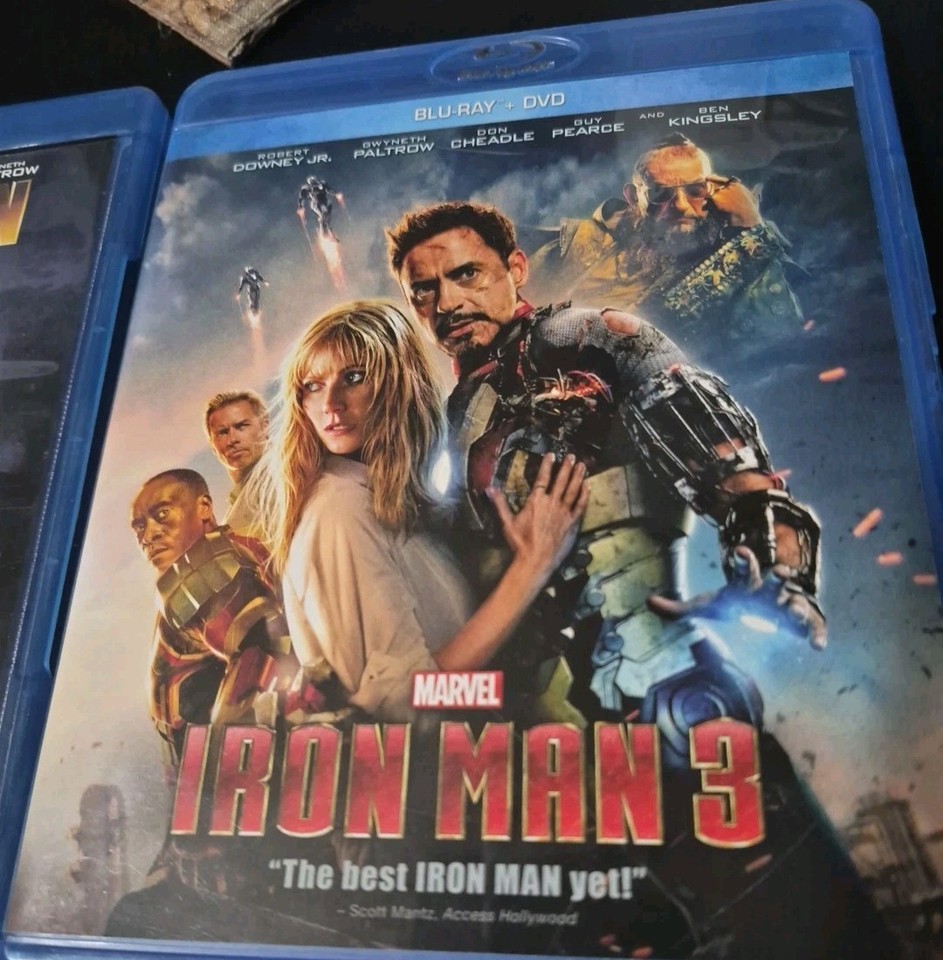 Iron Man 1 2 3 1-3 Marvel Blu-Ray Movies Trilogy Lot Robert Downey Jr ...