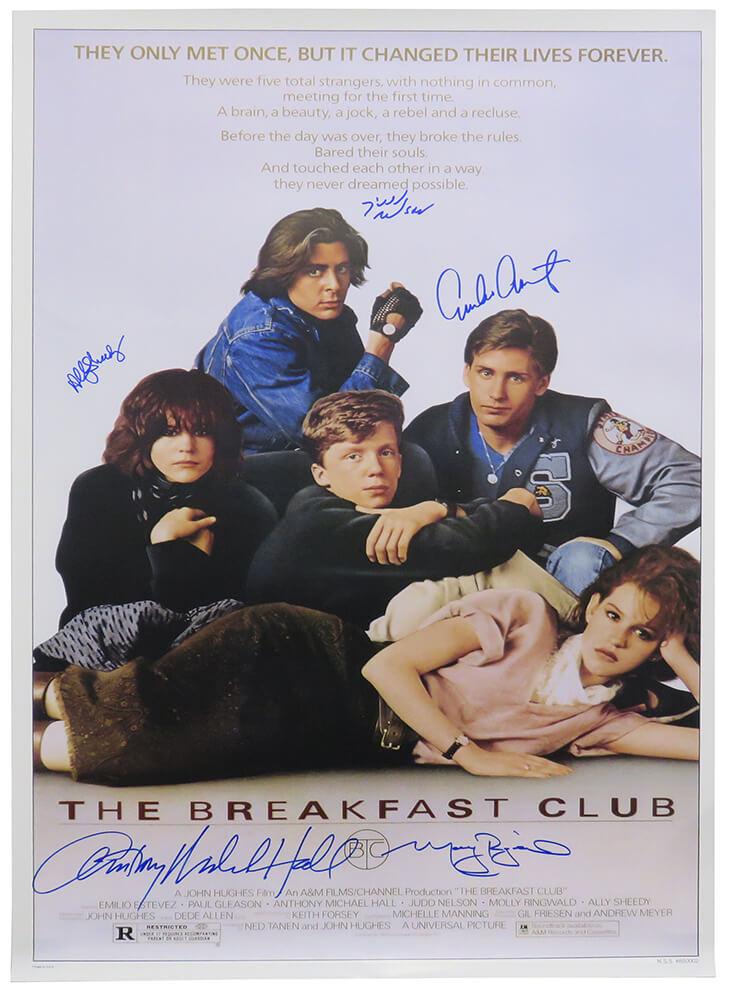 The Breakfast Club Cast Signed 27x40 Poster (Estevez, Ringwald, +3 sigs ...