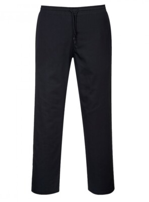 Black Chefs Trouser Elasticated Waist Kitchen Catering Chef Trousers ...