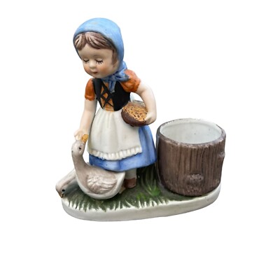 Verona Vergasi Girl Feeding Geese Figurine Candle Toothpick Holder | eBay