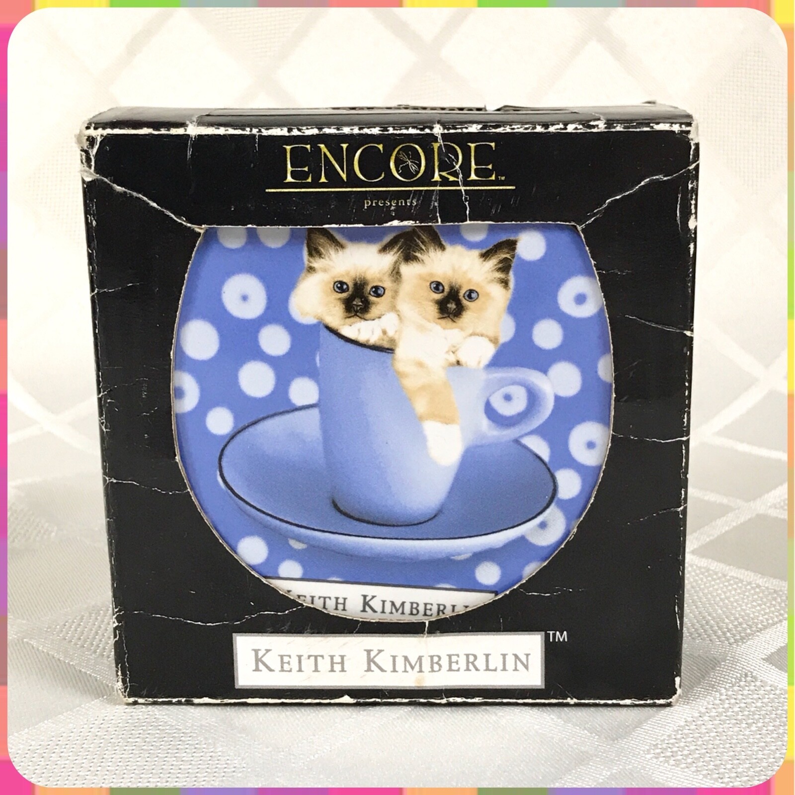 NEW Set 4 SIAMESE KITTY CATS Ceramic Beverage Coasters Mini Bar Keith ...