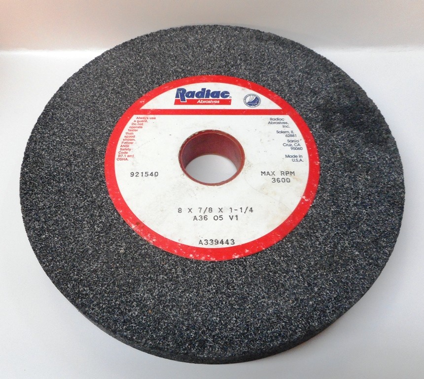RADIAC, GRINDING WHEEL, 921540, MAX RPM 3600, 8" X 7/8" X 1-1/4" | eBay