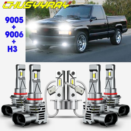 For GMC C1500 1988-1998 6X 6000K Headlight Hi/Lo Beam + Fog Light Bulbs ...