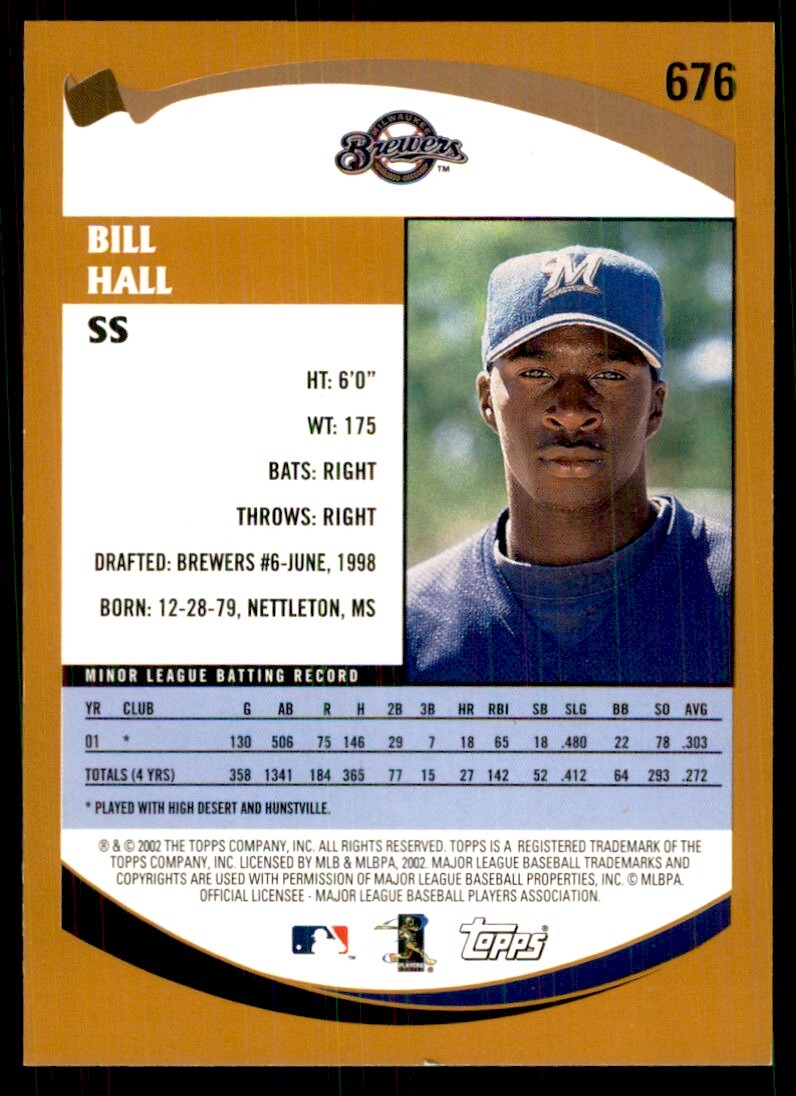 2002 Topps Bill Hall Baseball Cards #676 | eBay