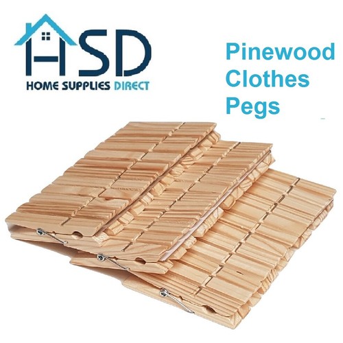 Wooden Clothes Pegs Clips Pine Wood Washing Line Airer Laundry Sprung ...