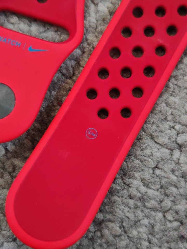 Genuine Apple Watch Nike Sport Band Strap Red 42mm 44mm 45mm 46mm SM ...