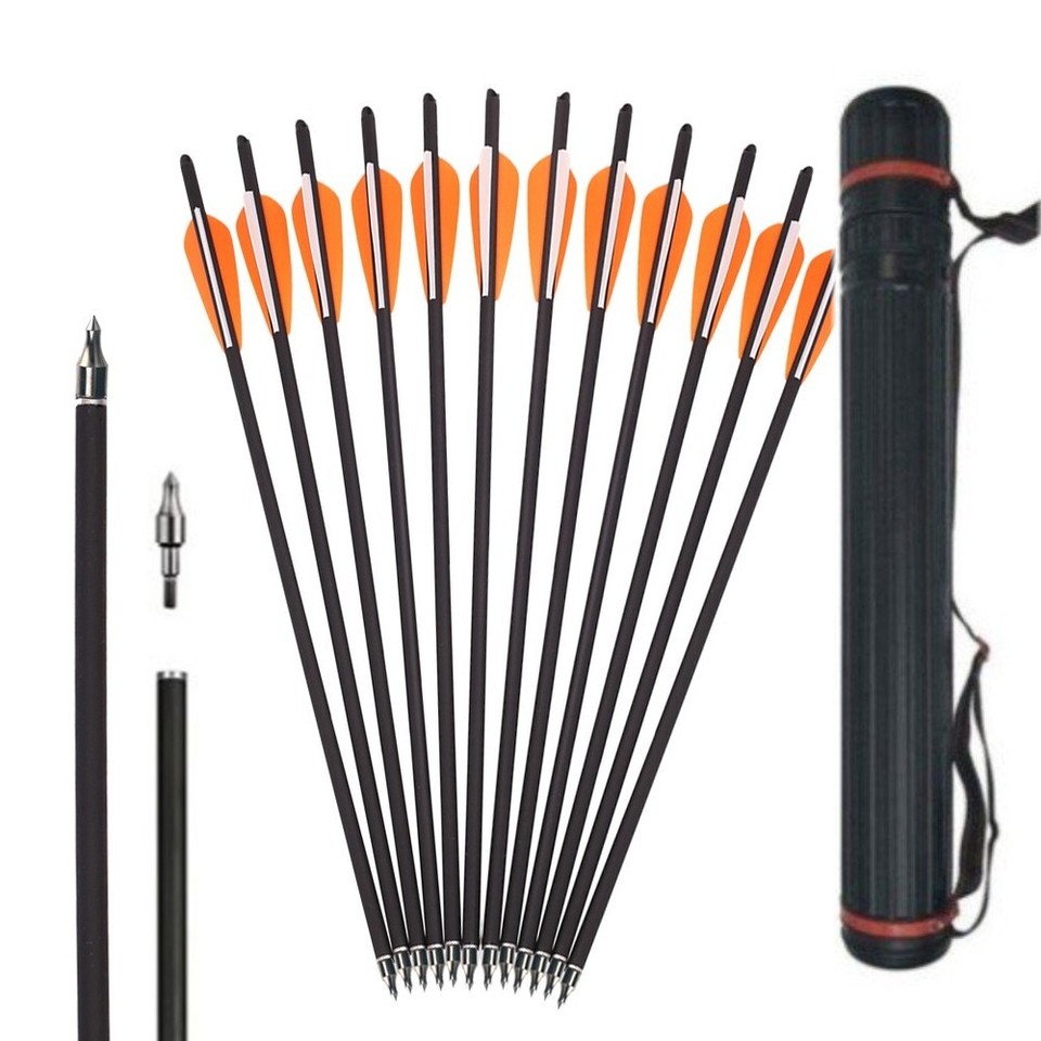 12Pcs 20 inch Carbon Arrows Crossbow Bolts for Crossbow Hunting Archery ...