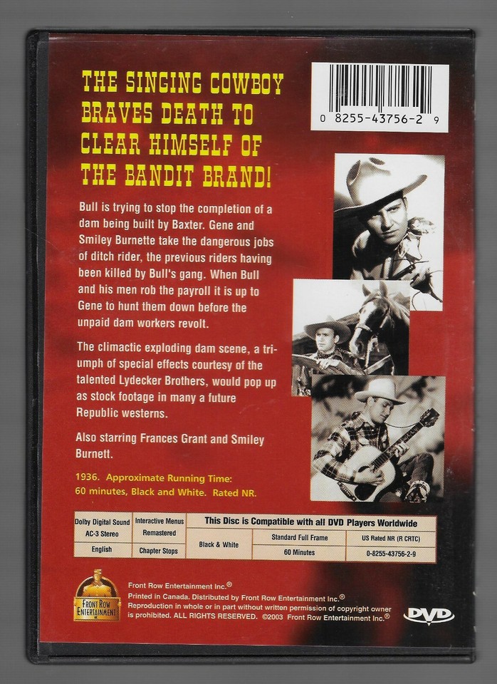 MAN OF THE FRONTIER - DVD - GENE AUTRY - SMILEY BURNETT - FRANCES GRANT ...