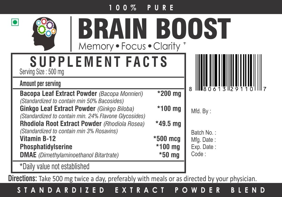 Nootropic Brain Boost Cognitive Enhancer Support Focus Memory Mental ...