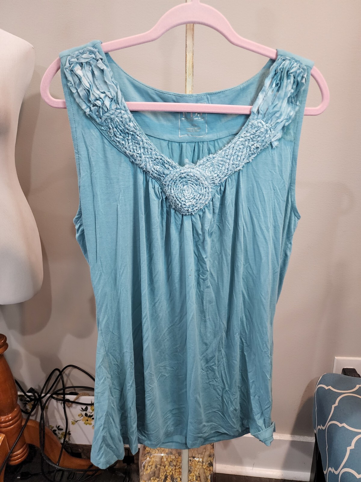 FDJ French Dressing Jeans Teal Blue Tank Top L | eBay