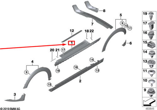 MINI COOPER F56 RIGHT ROCKER PANEL TRIM 51777382182 7382182 ORIGINAL NO ...