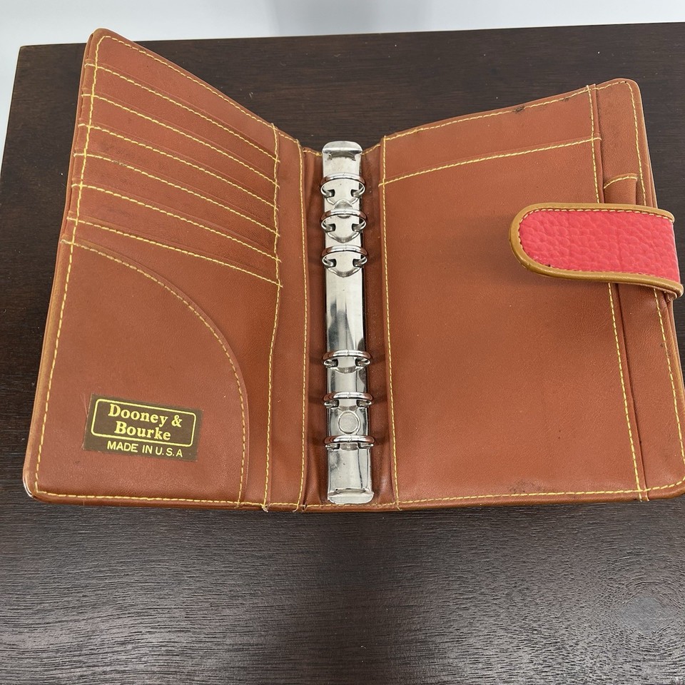 Vintage Dooney & Bourke Agenda Day Planner Address Book Cover Red Brown ...