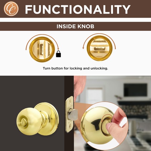 BK2030PB Ball Door Knob Privacy Function 1 Pack Polished Brass | eBay
