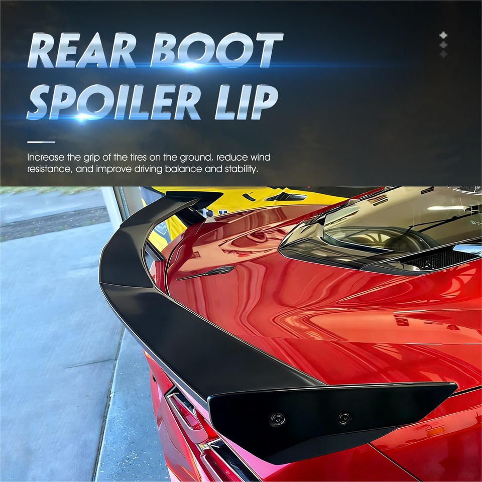 For Chevy Corvette C8 20-Up Rear Trunk Lid High Wing Spoiler Kit Gloss ...