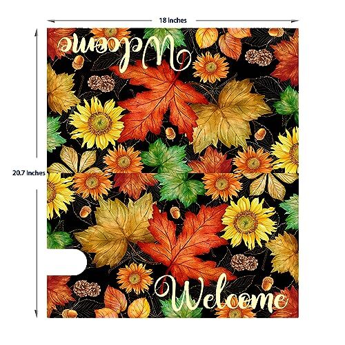 Welcome Fall Maple Leaves Sunflower Decoration Mailbox Cover with ...