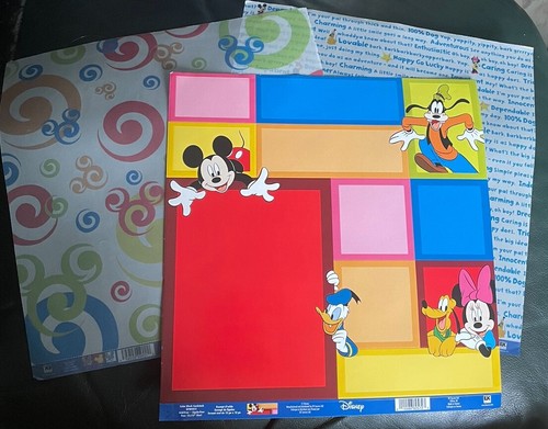 Disney Scrapbook Paper 12x12 Vellum Color Block Cardstock Vintage ...