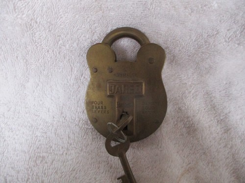 Vntg. #2 Solid Brass Lock w/2 Keys ~ Admiralty JARED Old English ~ JAS ...