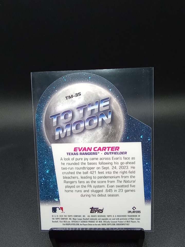 2024 Topps Big League Evan Carter RC To The Moon # TM-35 Rangers rookie ...