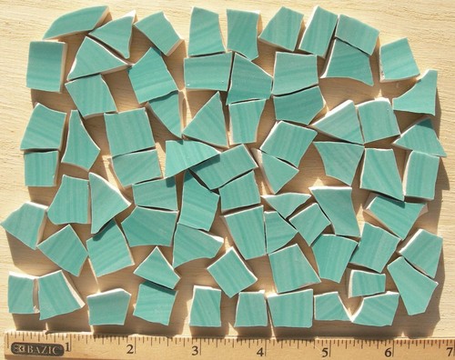 80 Pieces of Turquoise Blue Broken China Mosaic Tiles. Small 1/2" Tiles ...