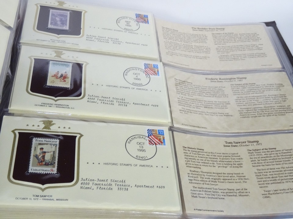 HISTORIC STAMPS OF AMERICA; POSTAL COMMEMORATIVE SOCIETY STAMP ...