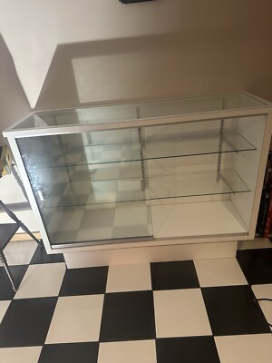 48" Glass Showcase Retail Display Case Store Fixture White Trim w ...