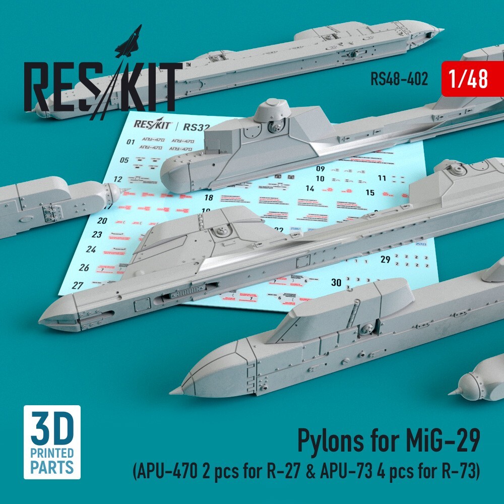 1/48 Reskit RS48-0402 Pylons for MiG-29 APU-470 2 pcs for R-27 & APU-73 ...