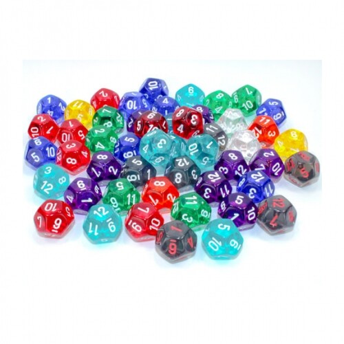 Dice Set - Translucent Dice D12 (50 X W12) IN Bag - Colour Mixed ...