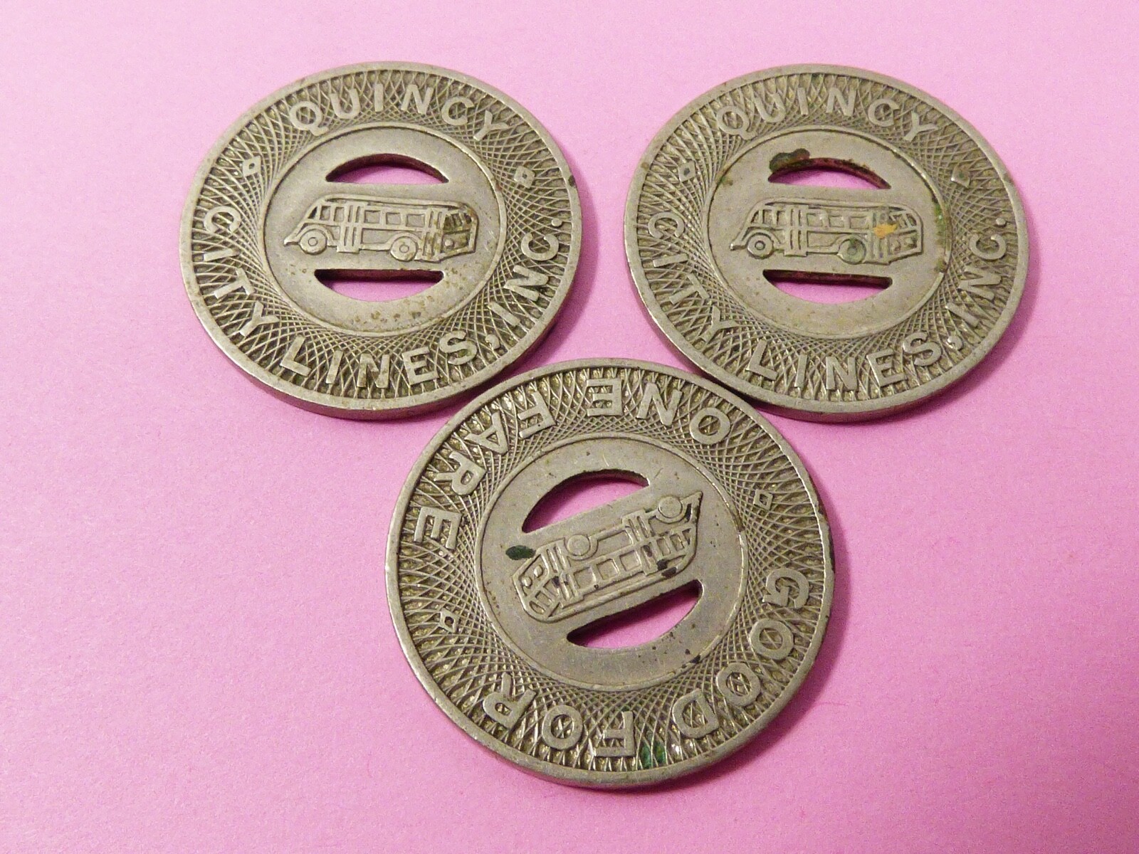 VTG Quincy City Lines Good for one Fare Bus Token lot of 3 | eBay