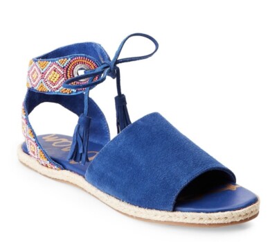 Sam Edelman Shae Espadrille Beaded Sandal Navy Blue Size 8 BRAND NEW IN ...