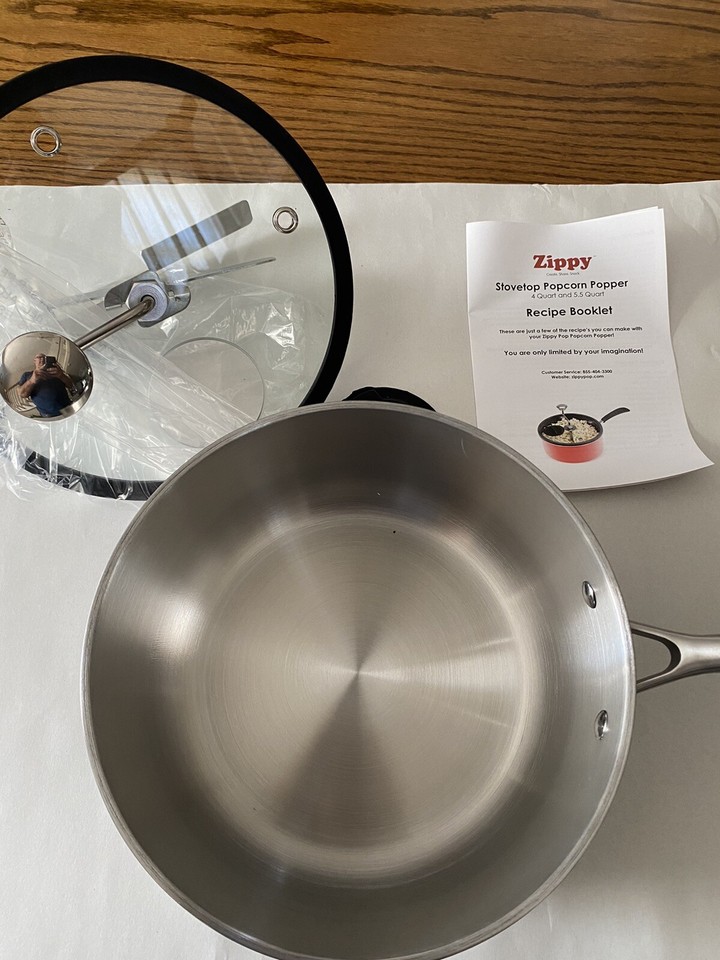 Zippy Pop Stainless Steel Stovetop Popcorn Popper 5.5 Qt Snack Maker ...