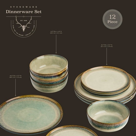 Yellowstone 12-Piece Ceramic Dinnerware Set, Kayce Collection | eBay