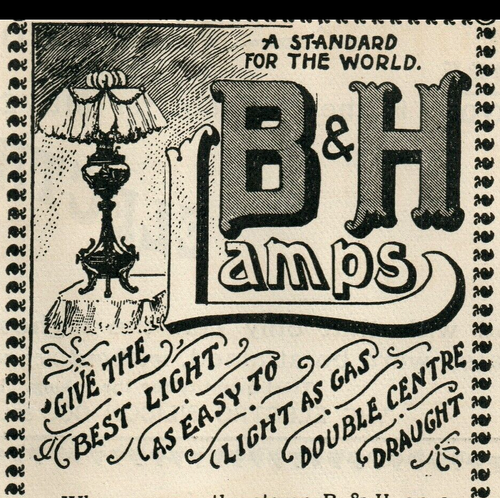 1895 B&H Gas Electric Table Lamp Victorian Shade Bradley Hubbard Print ...